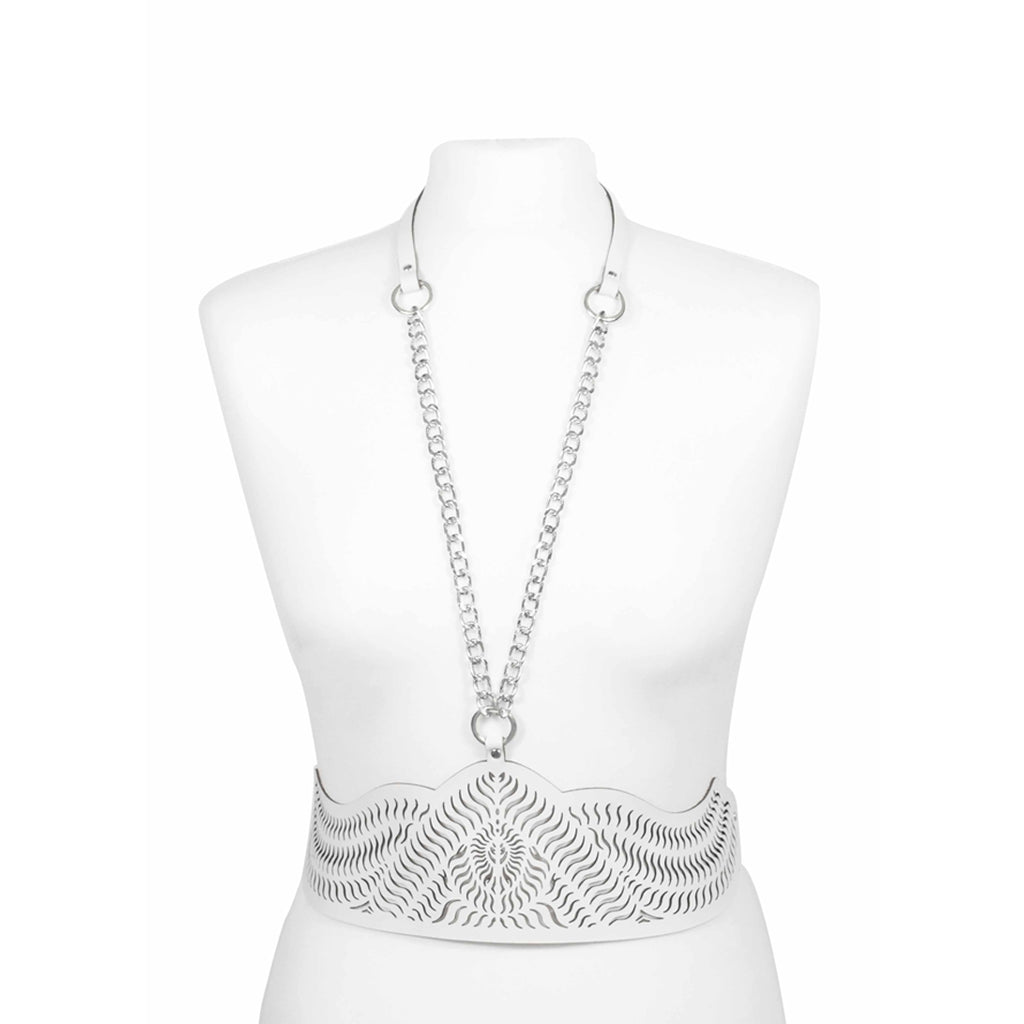 White Harness belt; Serpentine Harness – Blasted Skin